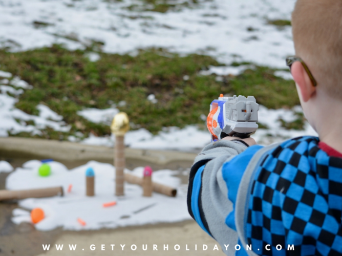 Nerf Gun Easter egg Hunt | The Better the Shot the Quicker the Treats!
